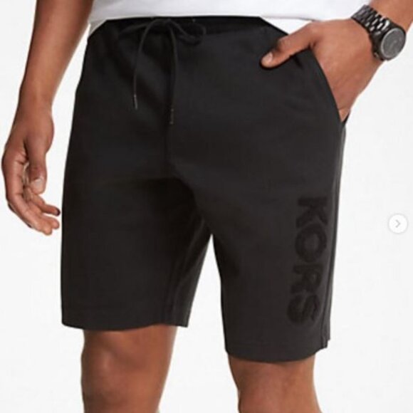 Michael Kors | Shorts | Michael Kors Mens Black Logo Fleece Shorts Size ...